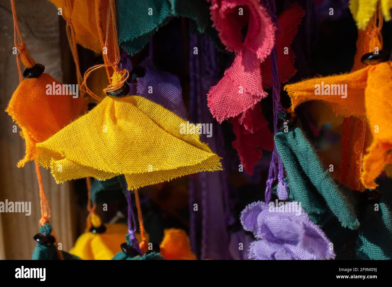Pieces of colored tissue a large number of colorful scraps of fabric ...