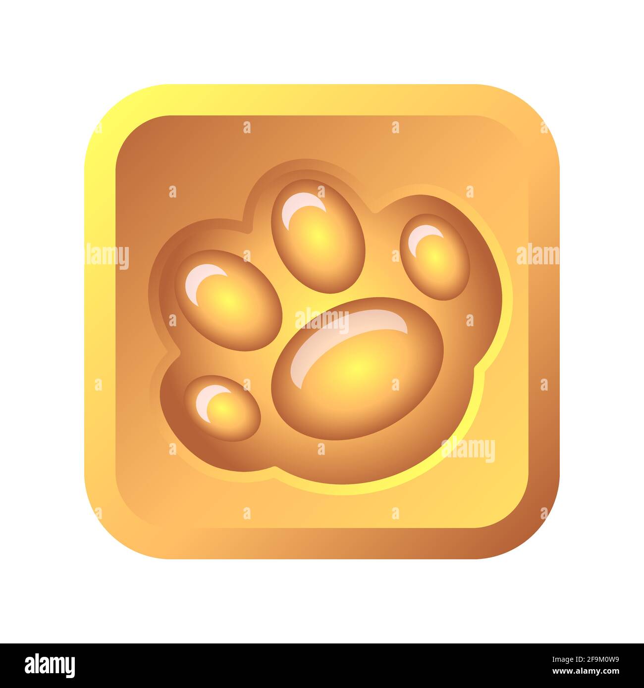 Footprint on a gold background. Gold paw icon on a white background ...