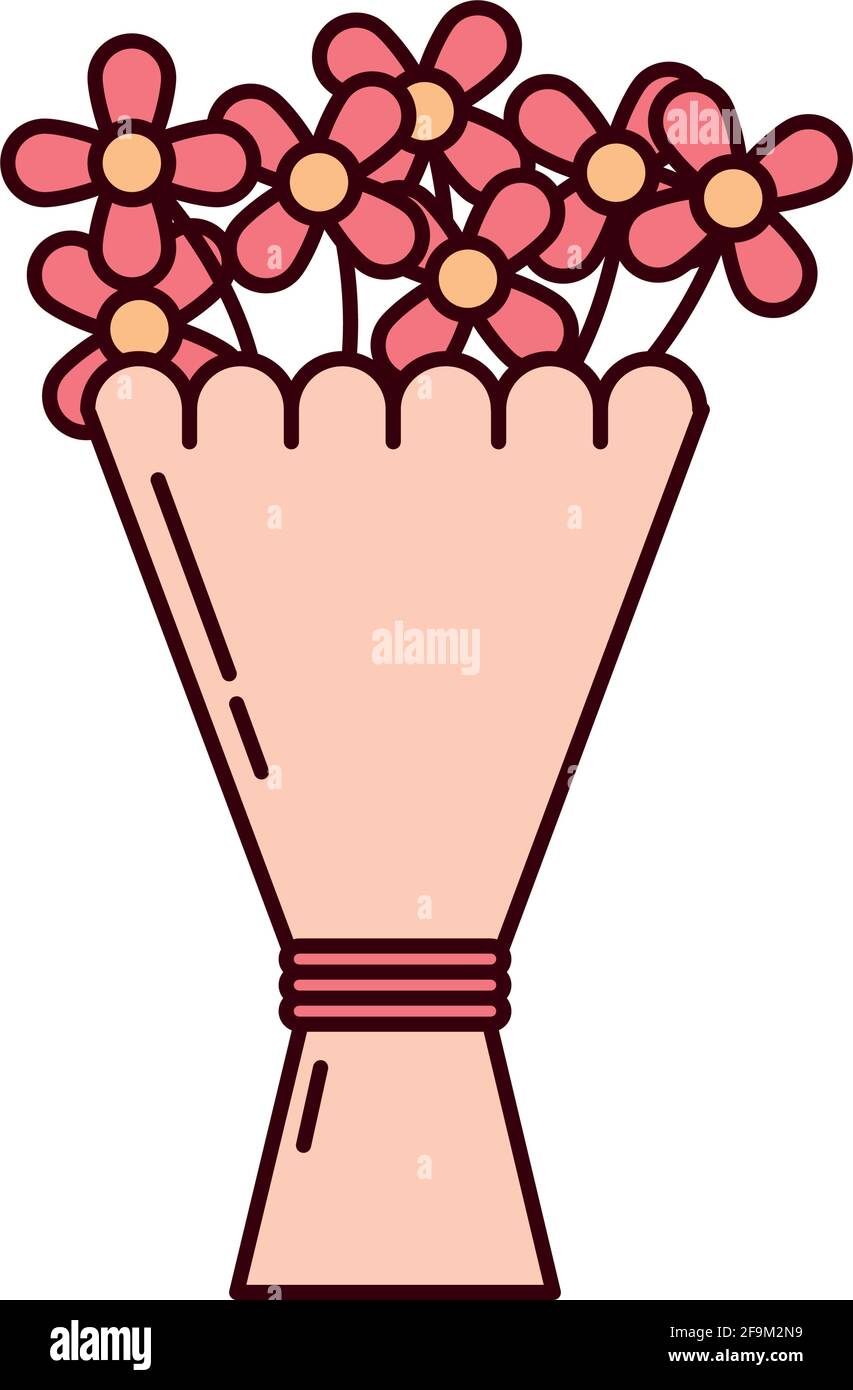 bouquet flowers cartoon isolated style Stock Vector Image & Art - Alamy