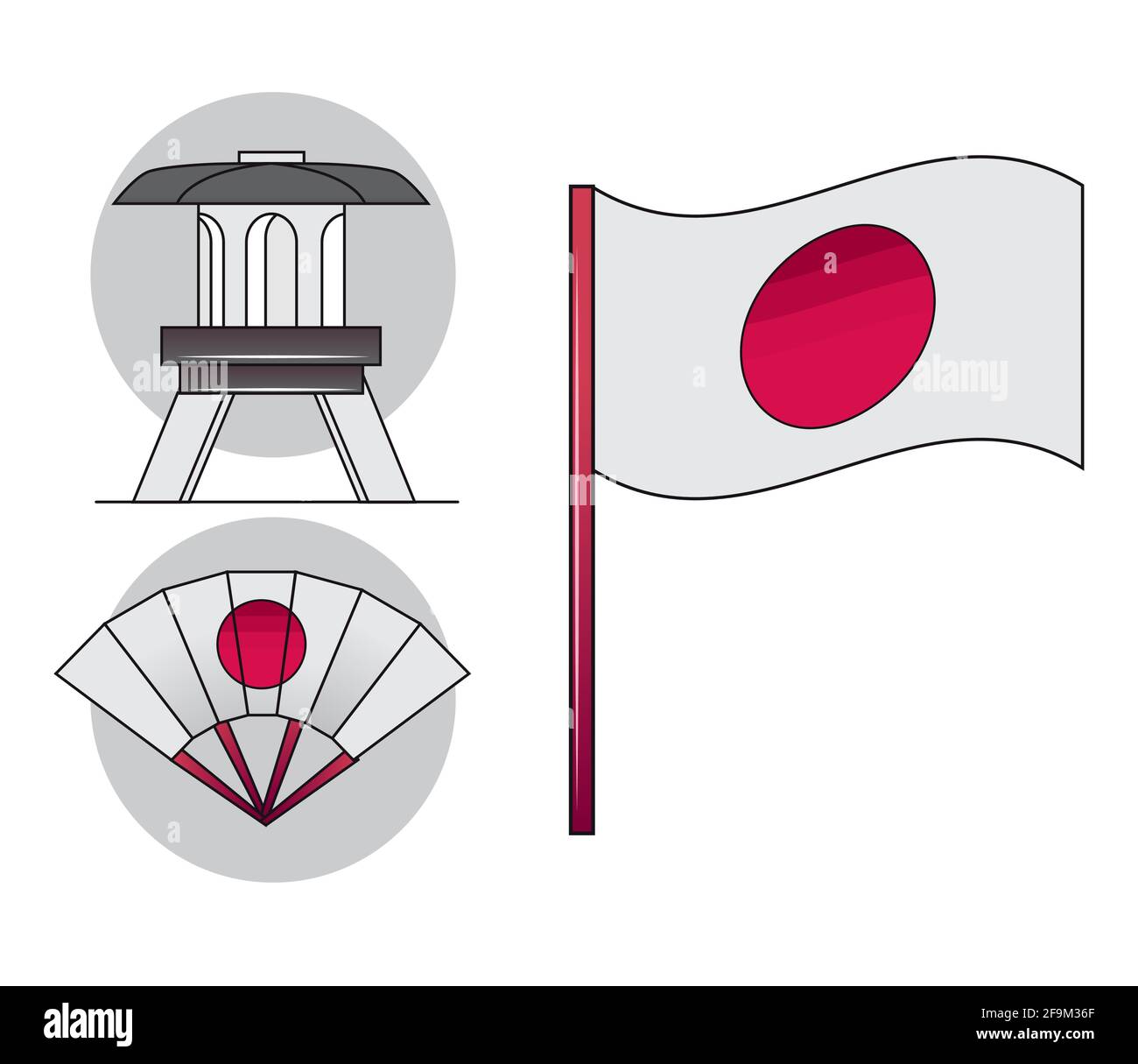 japanse culture flag fan icon set Stock Vector Image & Art - Alamy