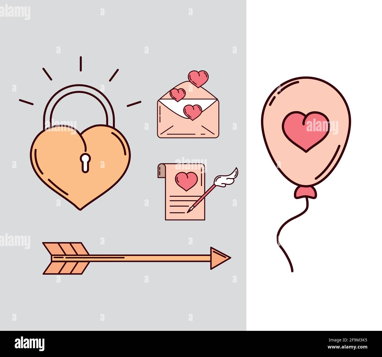 love cartoon padlock key balloon Stock Vector Image & Art - Alamy