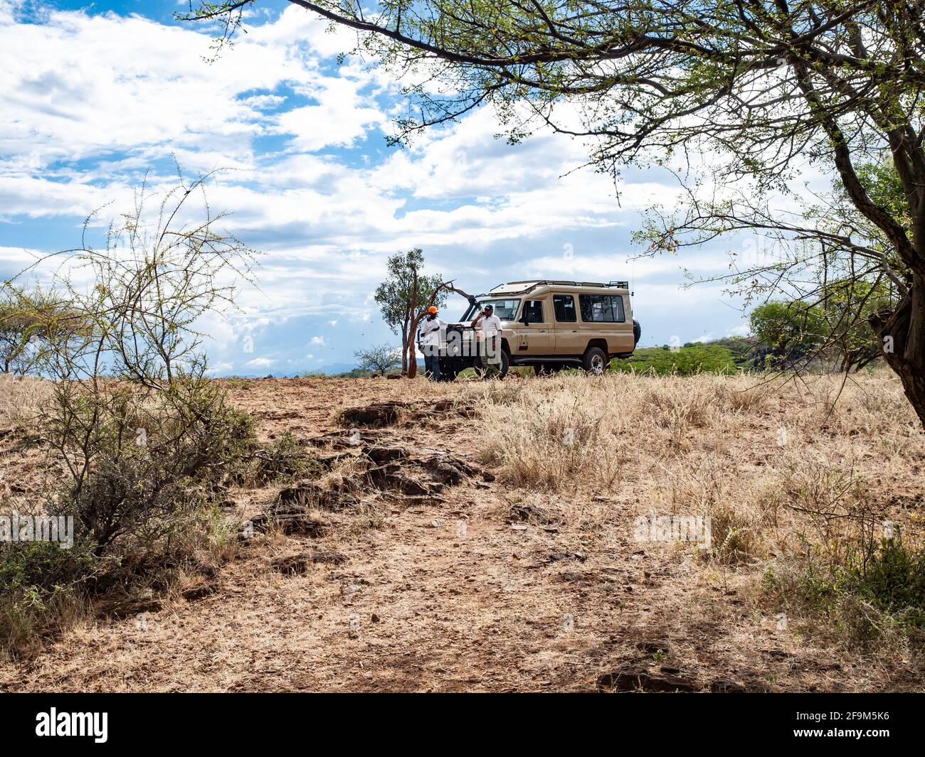 Guides with jeep in the Lake Baringo district of Kenya, Africa Stock ...
