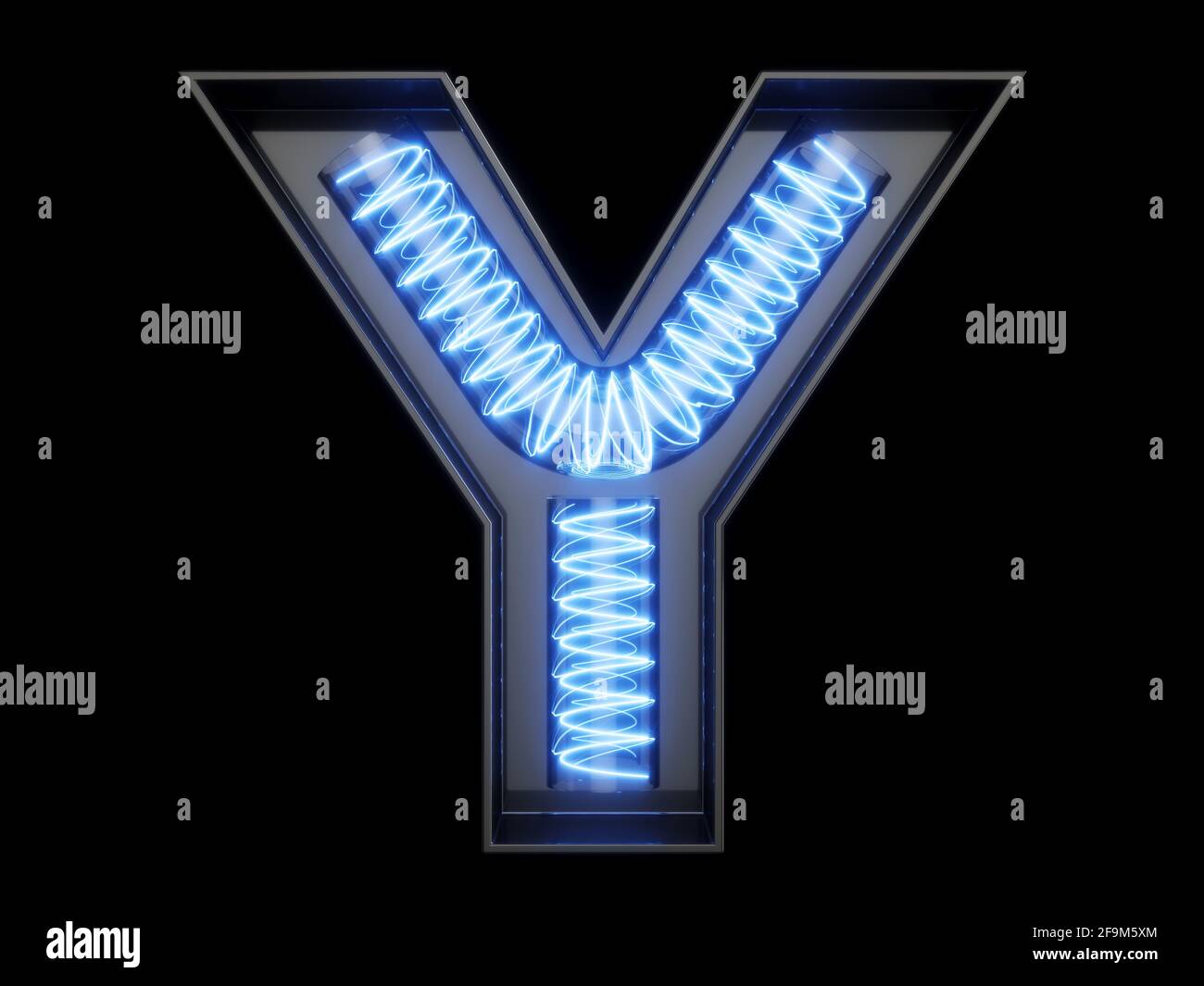 Light bulb glowing letter alphabet character Y font. Front view ...