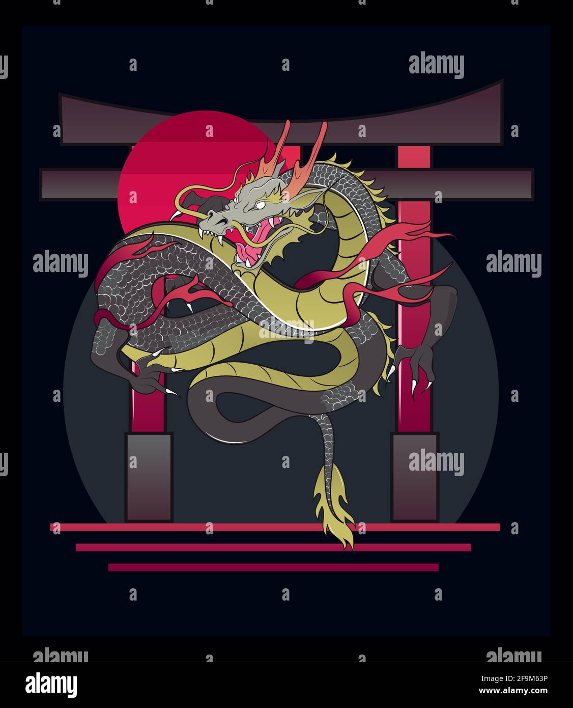japanese gate dragon culture traditional Stock Vector Image & Art - Alamy