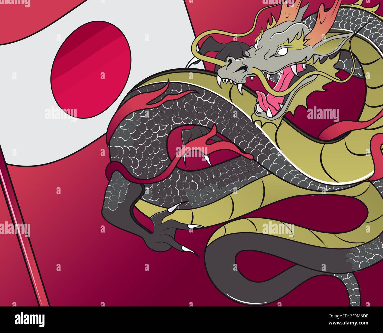 japanese flag and dragon legend animal Stock Vector Image & Art - Alamy