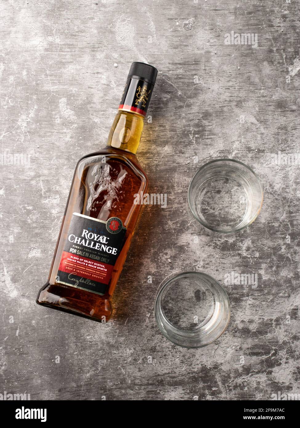 Assam, india - April 18, 2021 : Royal challenge whisky bottle stock ...