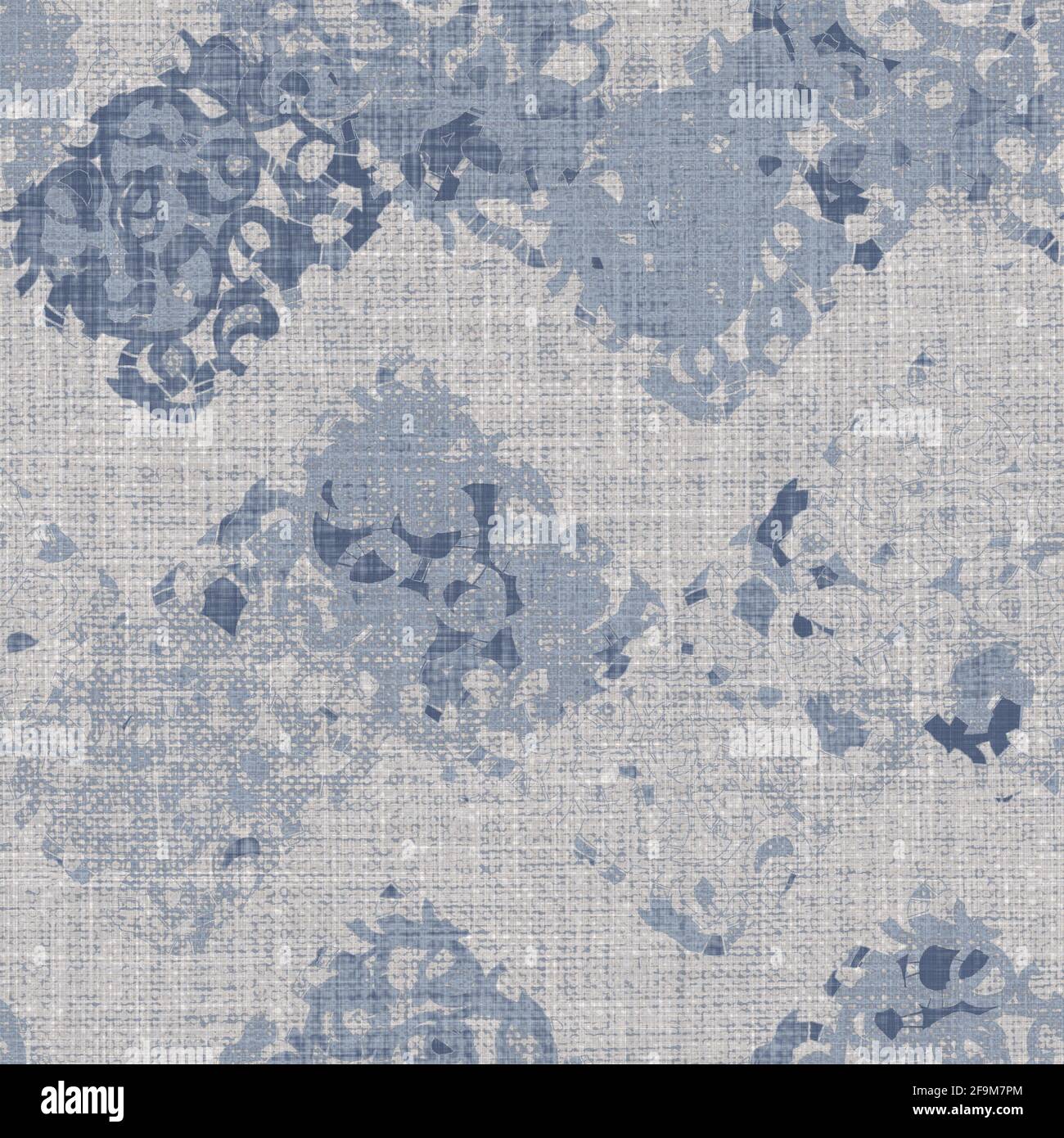Seamless french farmhouse woven linen stripe texture. Ecru flax blue ...