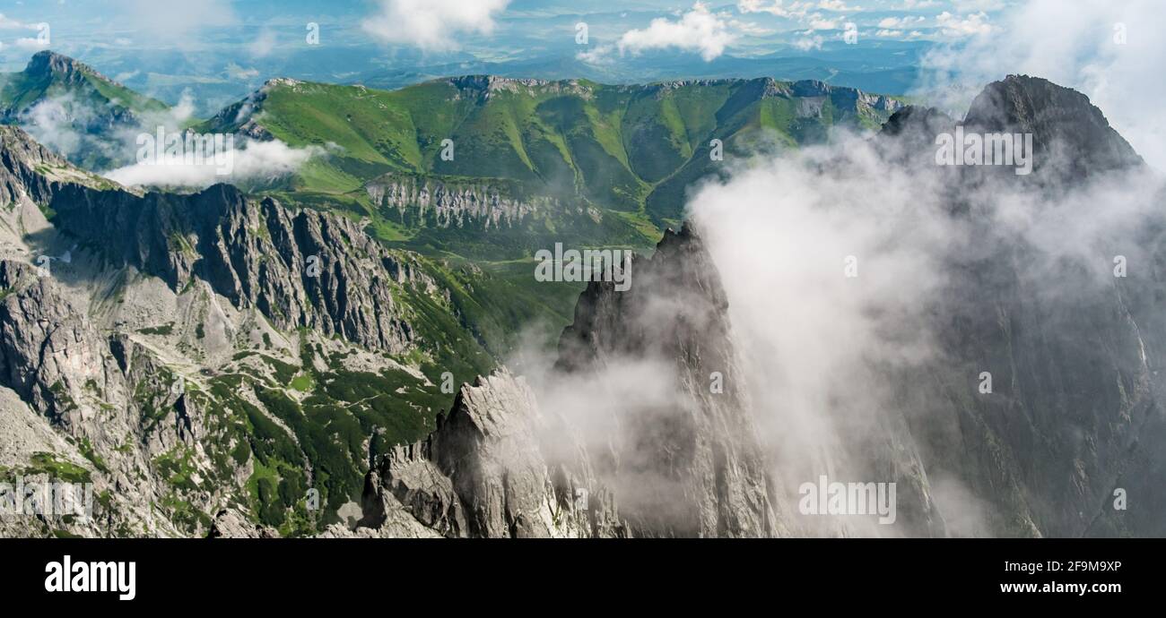 Aerial view of mountain and rock landscape in High Tatras Stock Photo ...