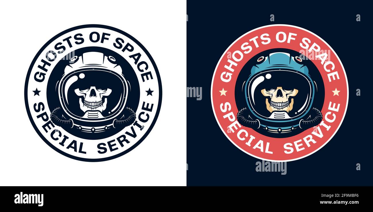 Space badge with skull pilot in helmet Stock Vector Image & Art - Alamy