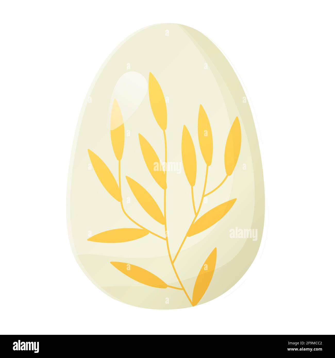 Cute realistic Easter egg painted with with plant print. Can be used as ...