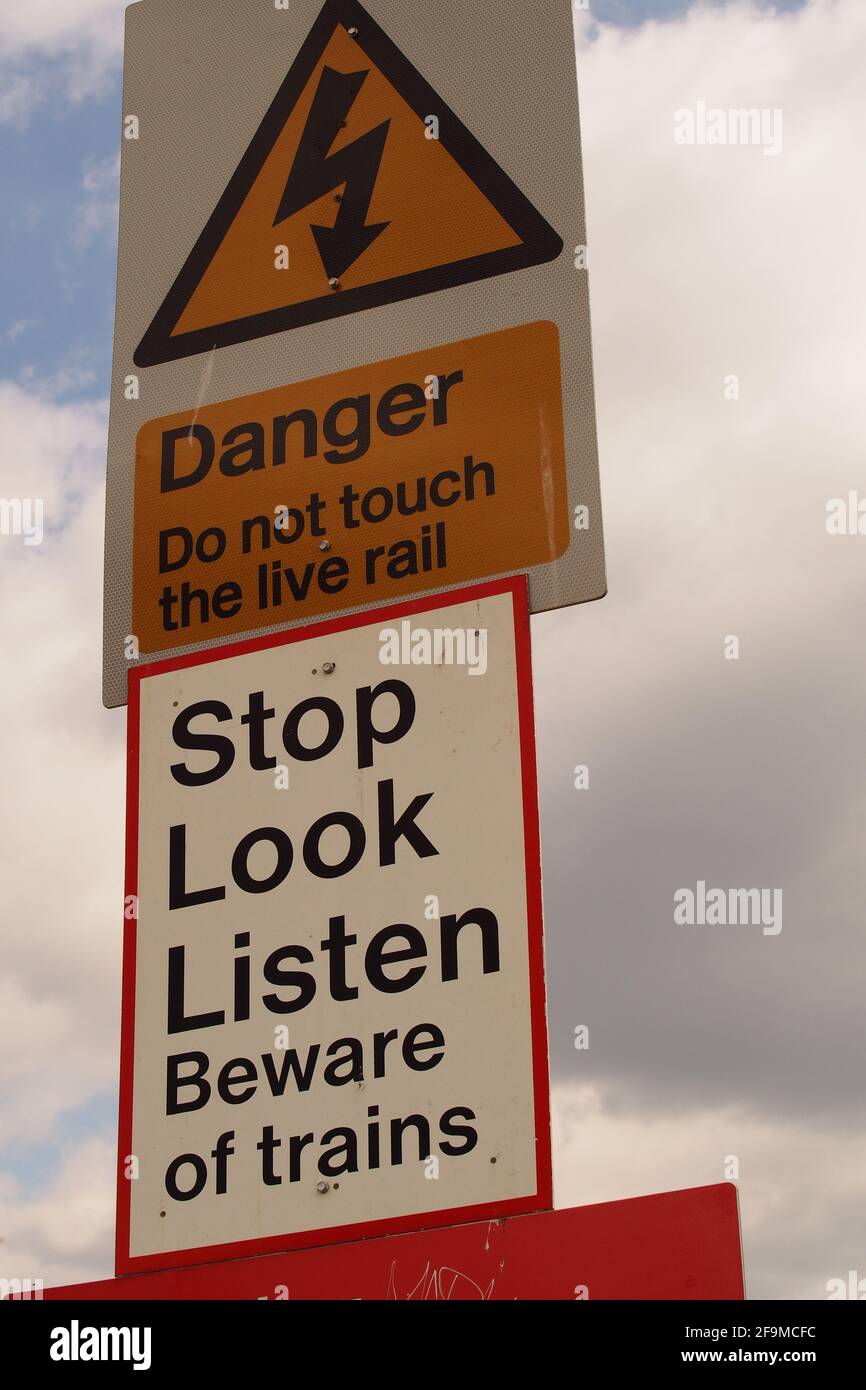 Railway warning signs hi-res stock photography and images - Alamy