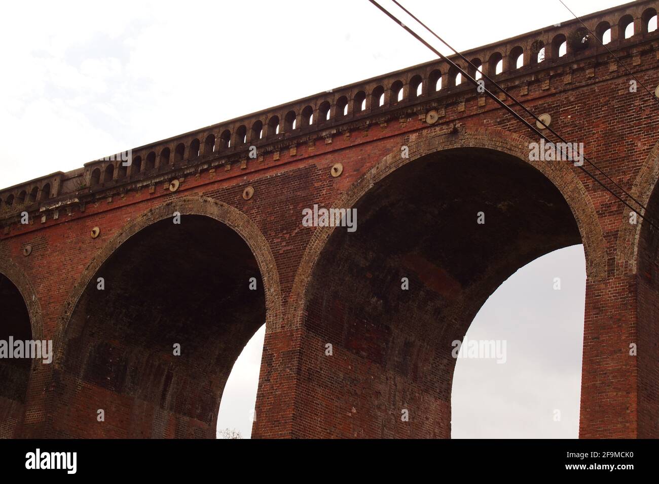 A view looking upwards to the top of the 75ft tall arches of the ...