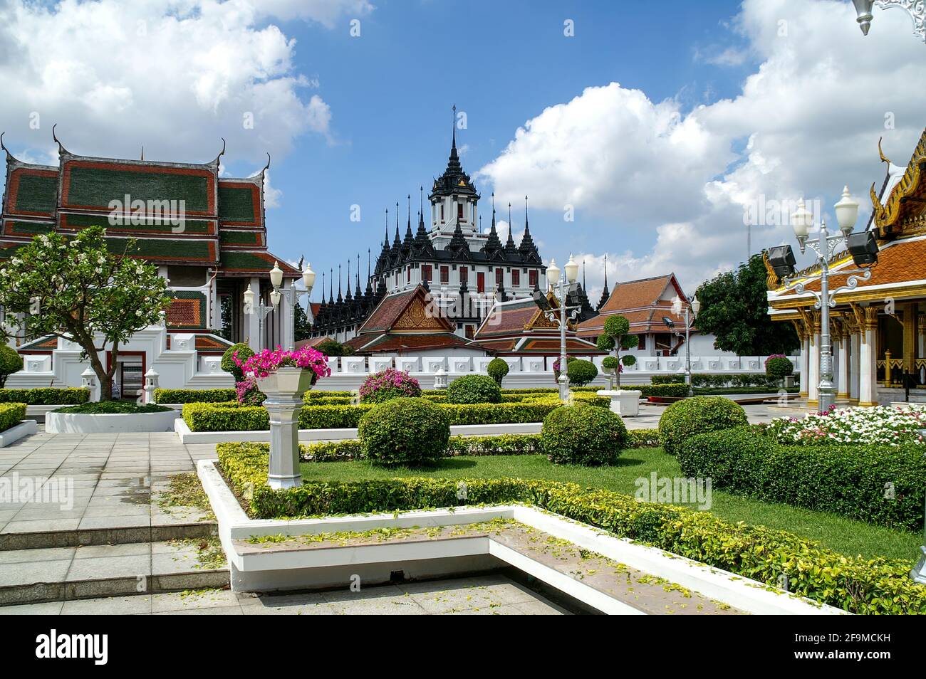 Grand Palacen พระบรมมหาราชวัง, garden with Loha Prasat Temple the Iron ...