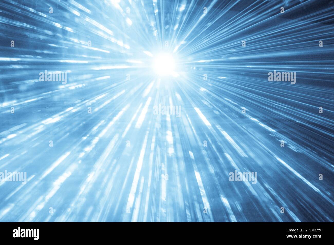 Blue laser show rays at top nightlife party event performance. Luxury ...