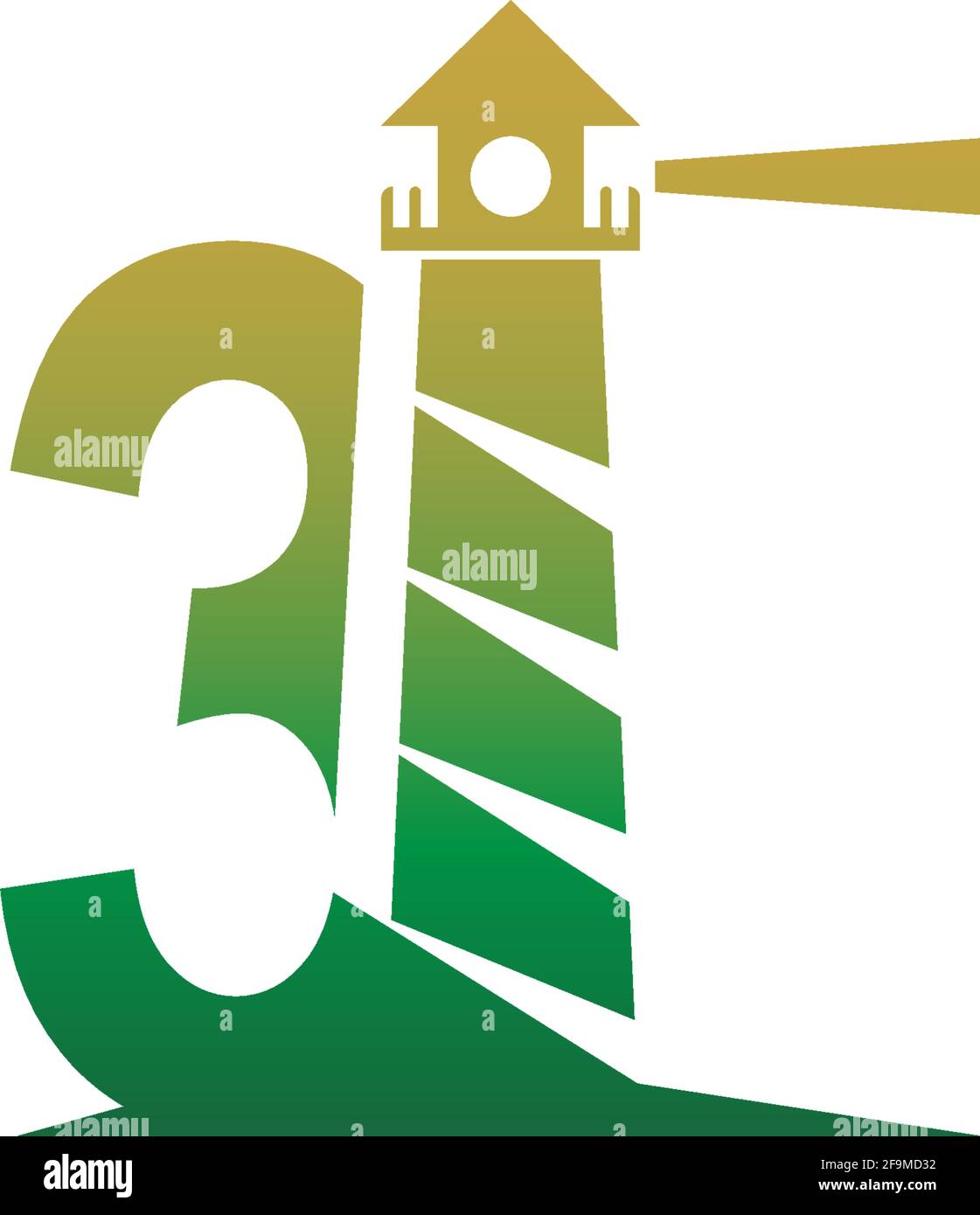 Number 3 with lighthouse icon logo design template vector Stock Vector ...