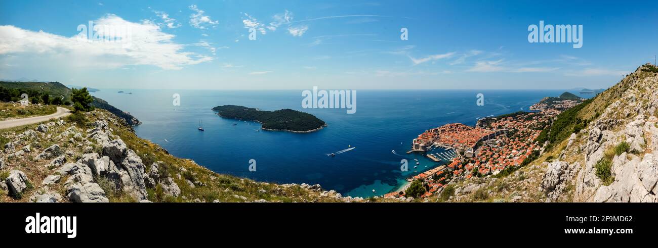 Croatia, Dubrovnik - panoramic view of old town from Mount Srd Stock ...