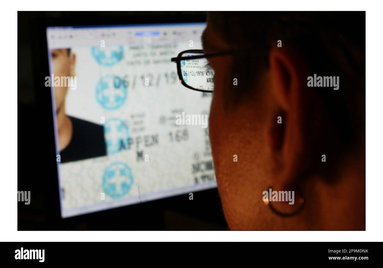 The National Document Fraud Unit based near Heathrow. Staff use the ...