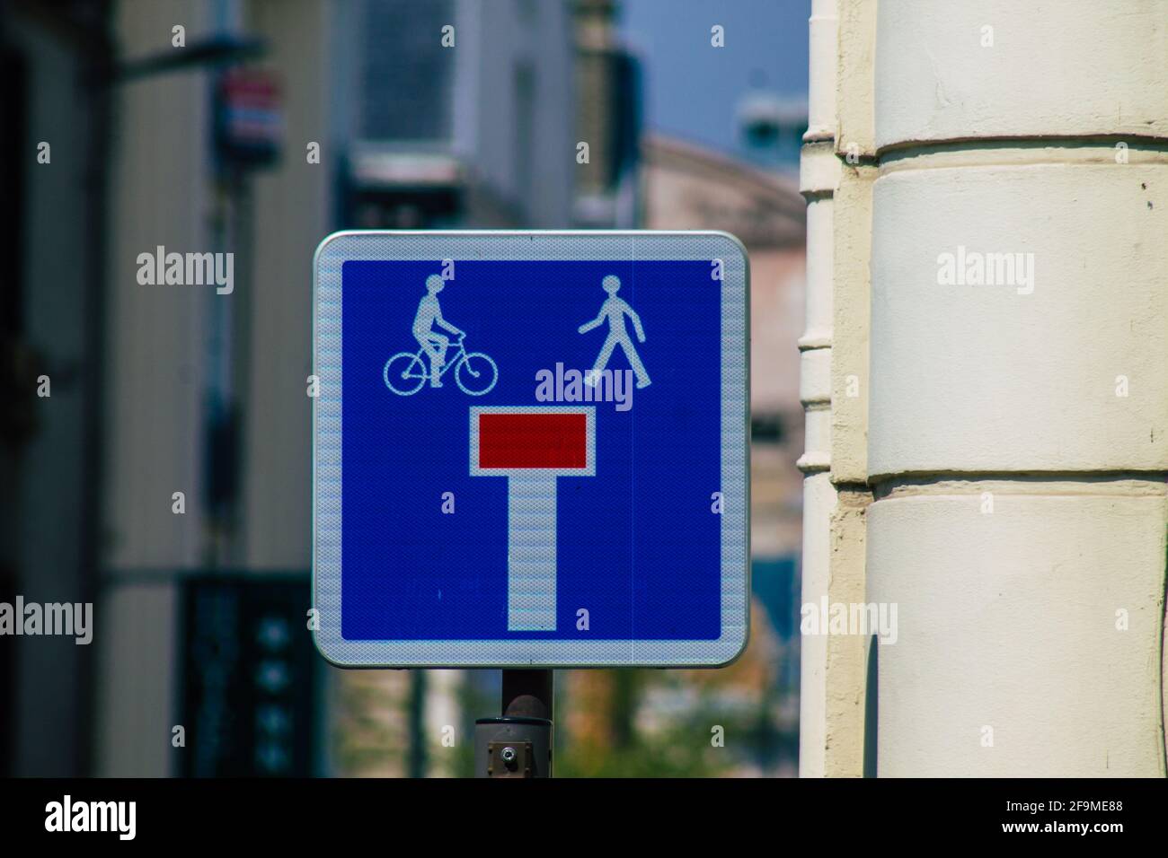 Reims France April 19, 2021 Street sign or road sign, erected at the ...