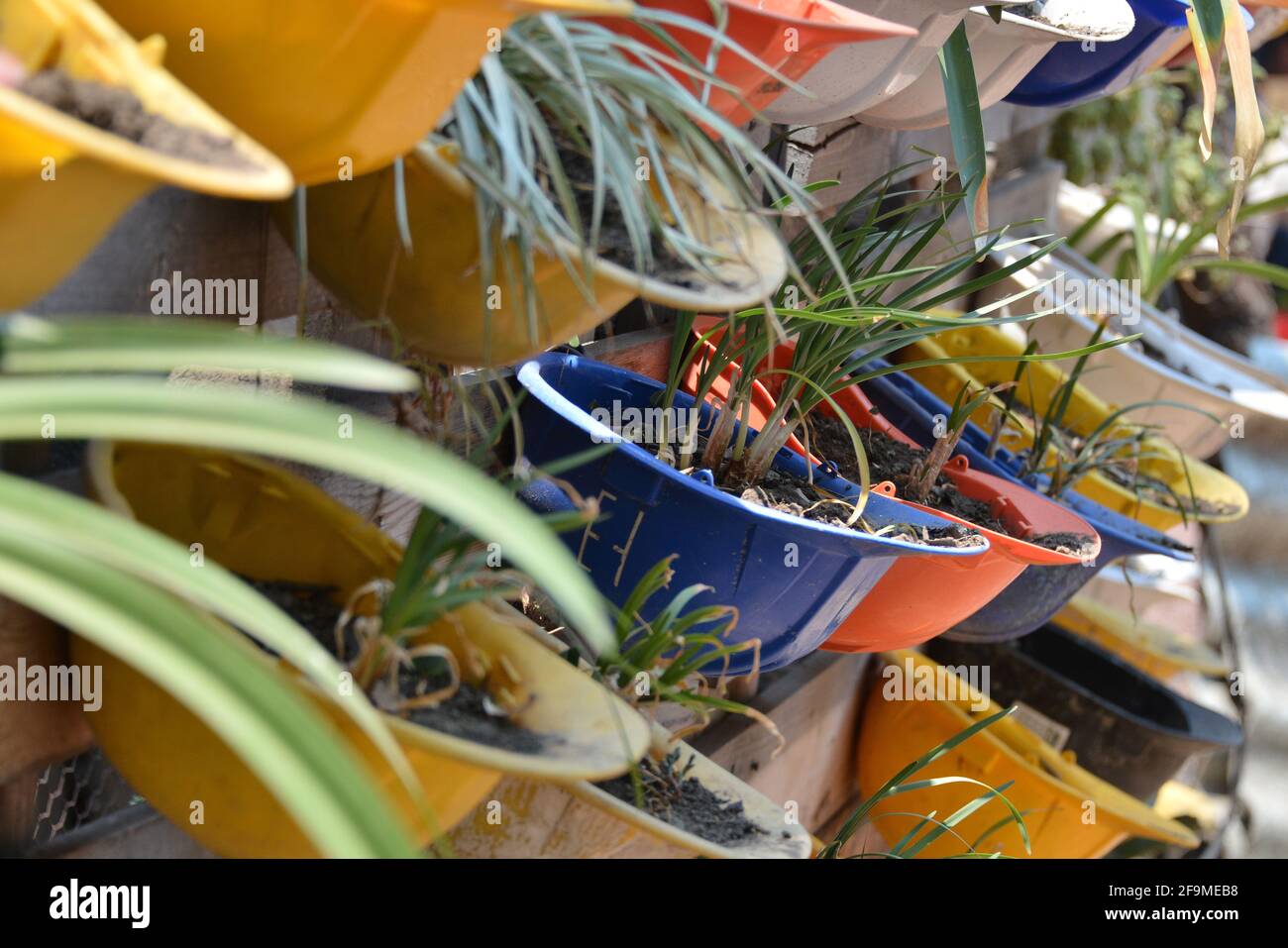 MEXICO CITY, MEXICO - APRIL 19, 2021: General view of helmets used as ...