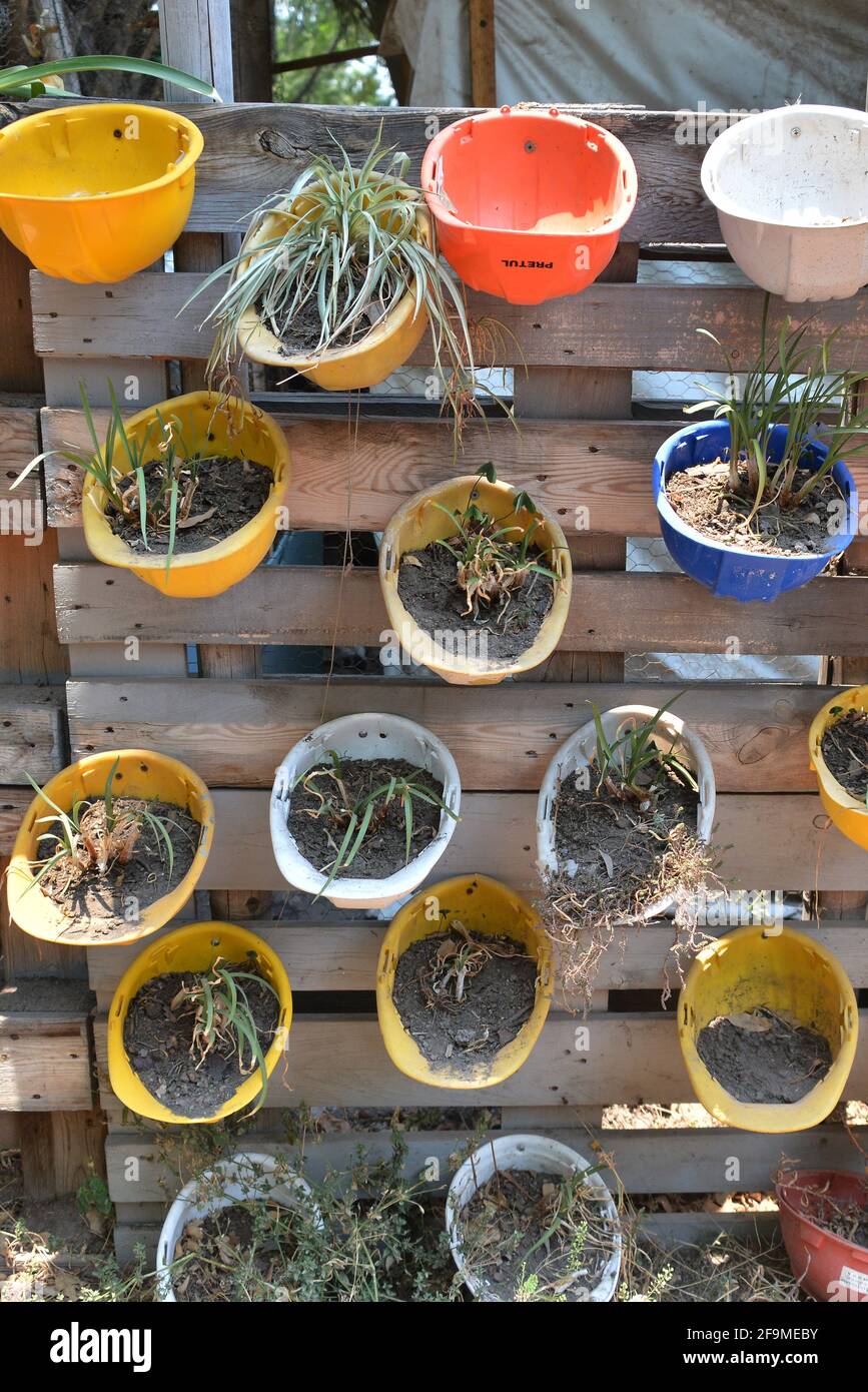 MEXICO CITY, MEXICO - APRIL 19, 2021: General view of helmets used as ...