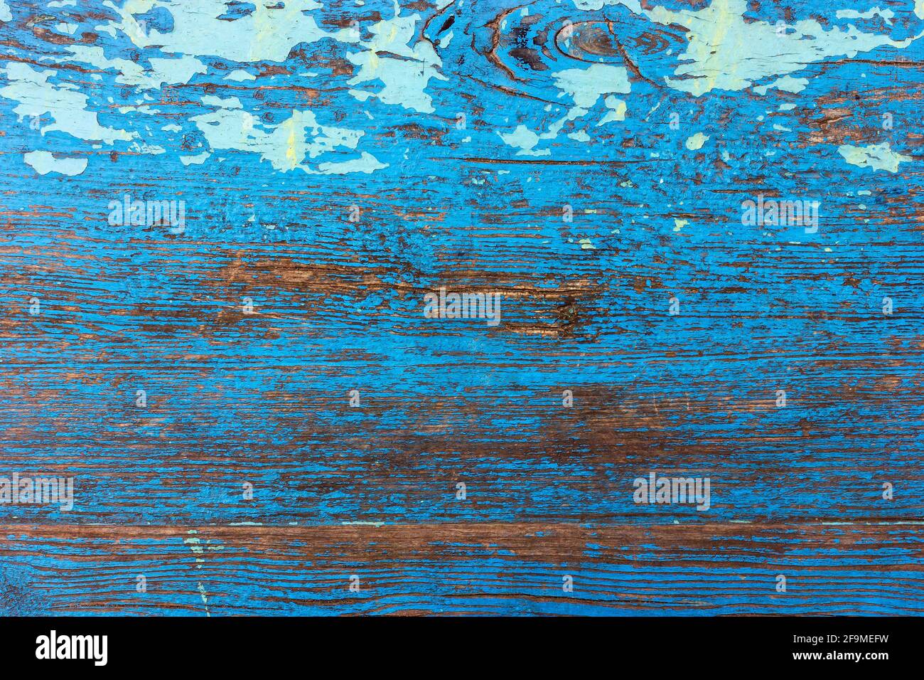 Wooden background in blue color in grunge style. Old rotten wood board ...