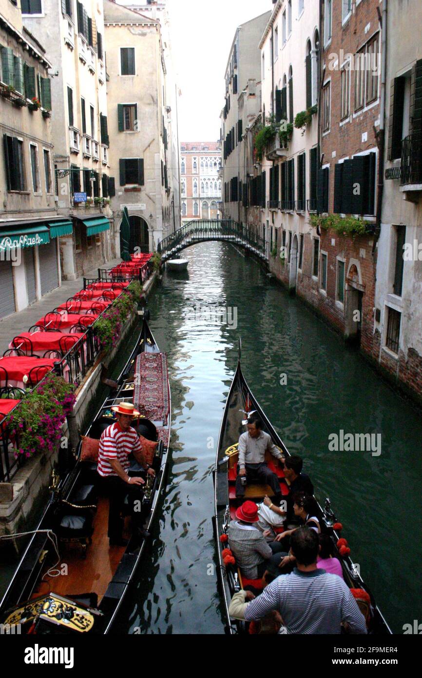Venice, Italy. Venice, Italy. Gondola ride on a narrow canal Stock ...