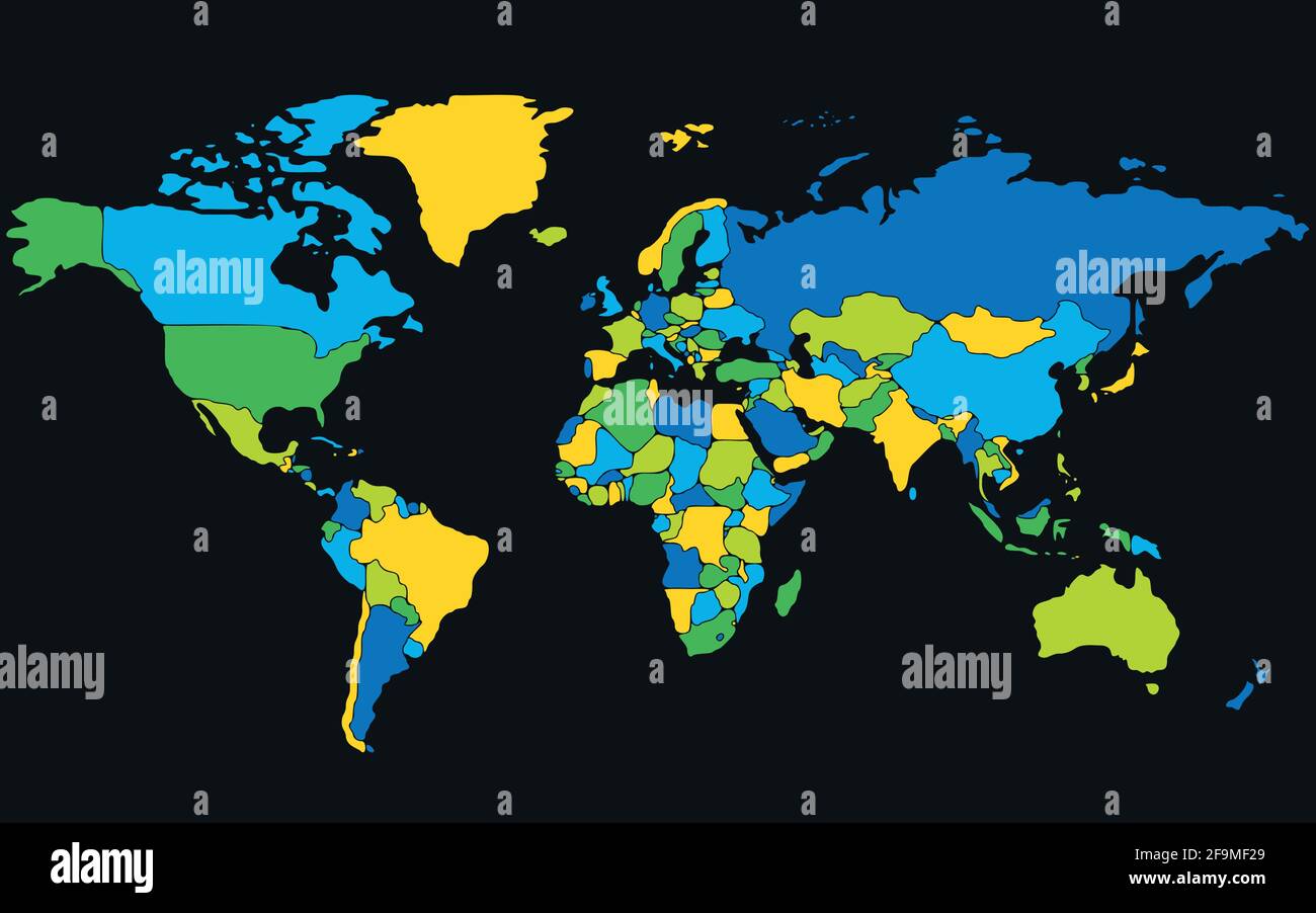 Minimalist world map with rounded borders Stock Vector Image & Art - Alamy