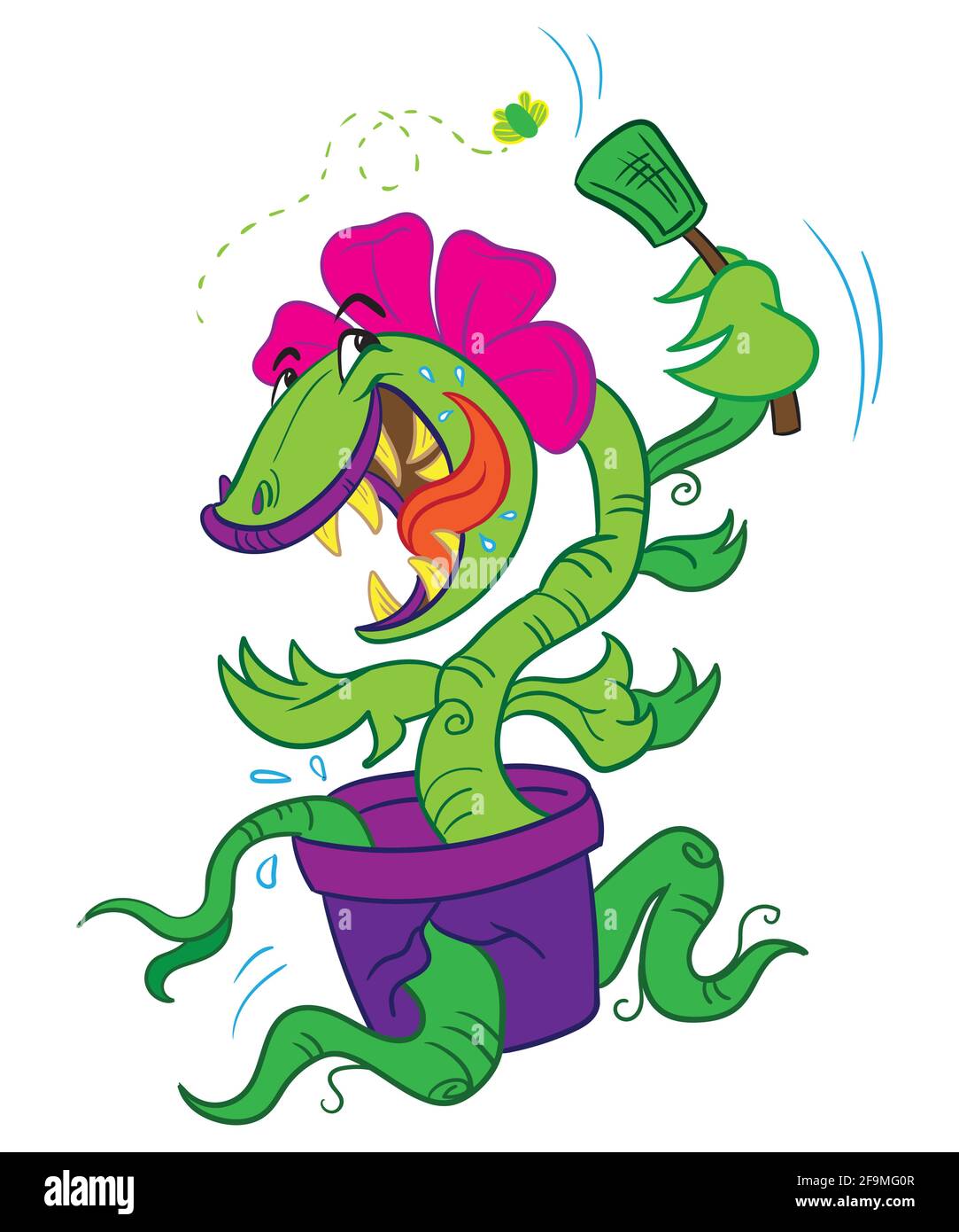 Colorful fantastic flower with teeth vector isolated illustration on a ...