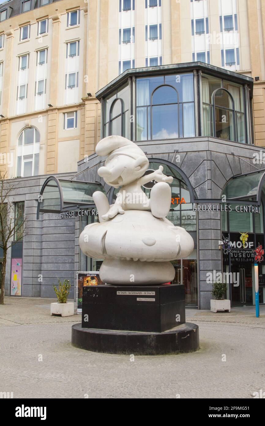 Brussels - Belgium - 3 April 2021: The Smurfs is a series of Belgian ...
