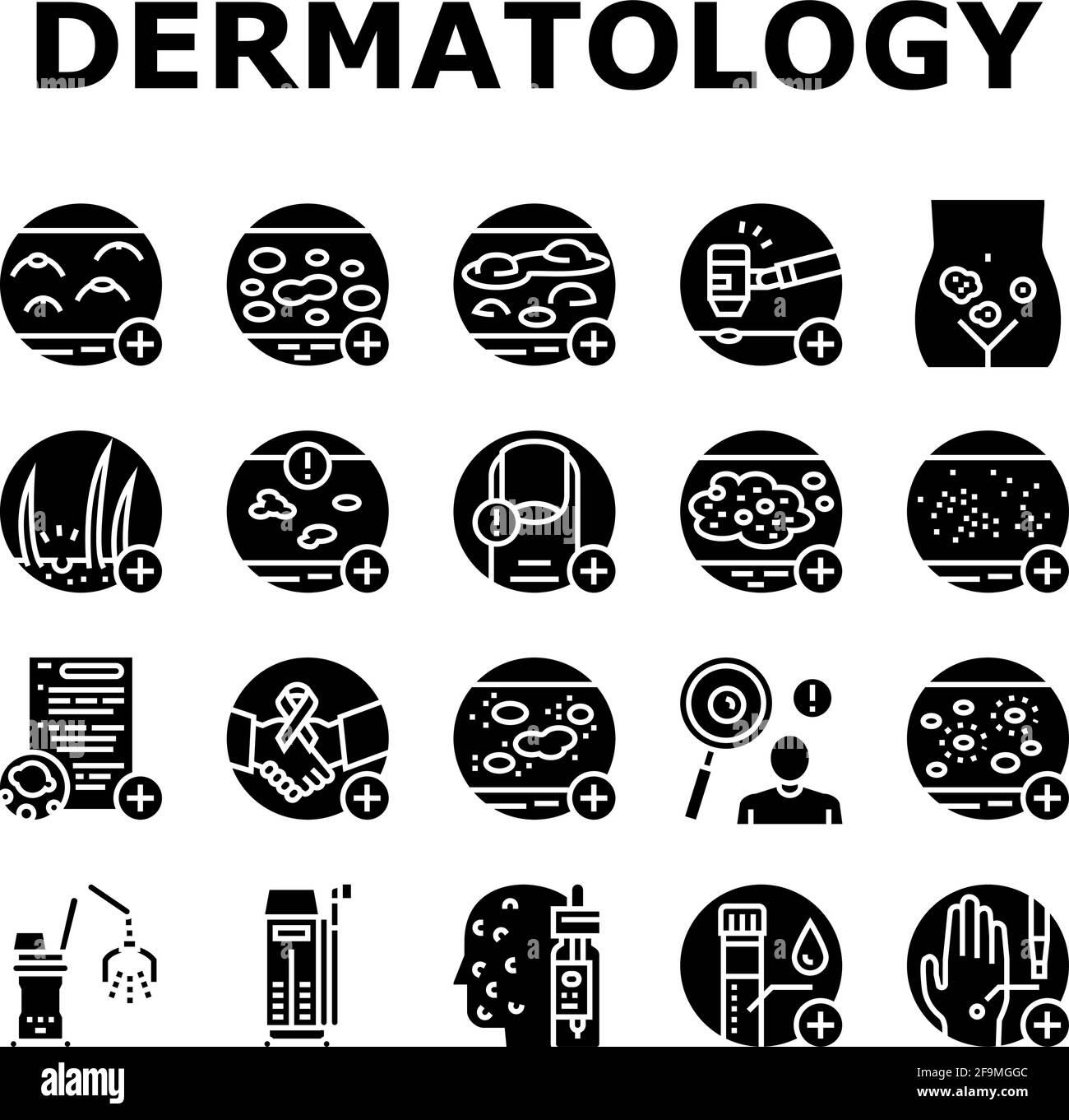 Dermatology Problem Collection Icons Set Vector Stock Vector Image ...