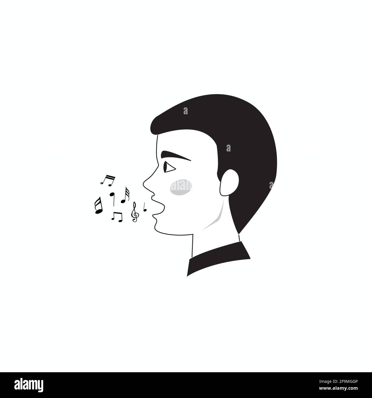 man singing vector on white background. symbol or vector of male head ...
