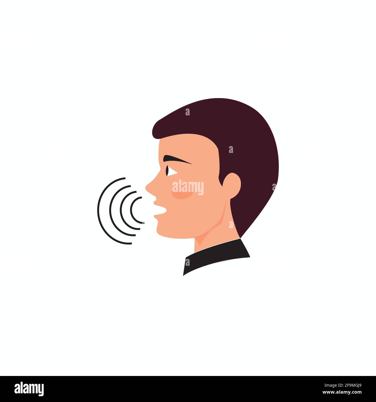 man's speech on white background. vector of male head with sound ...