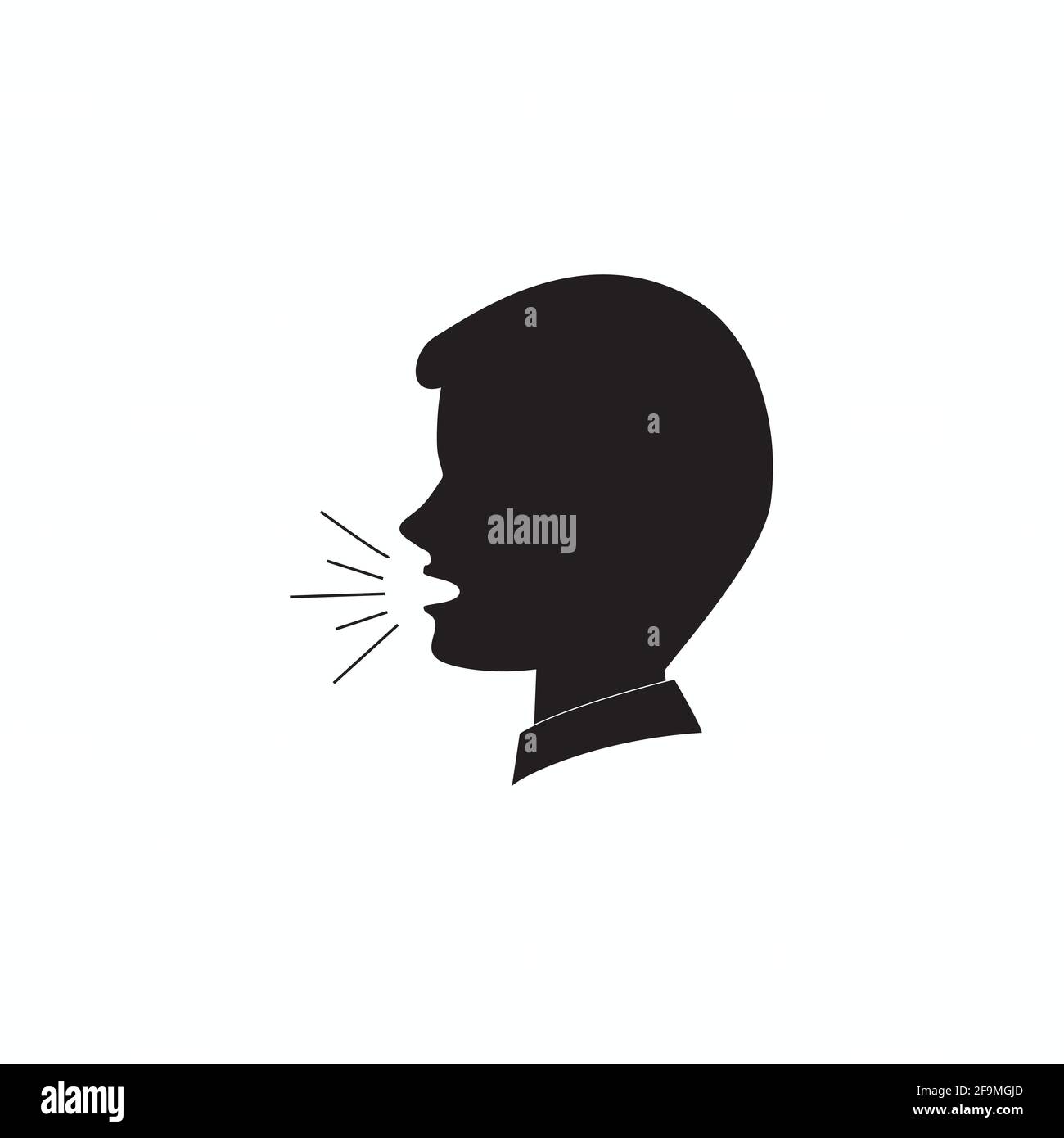 man's speech on white background. vector of male head with sound ...