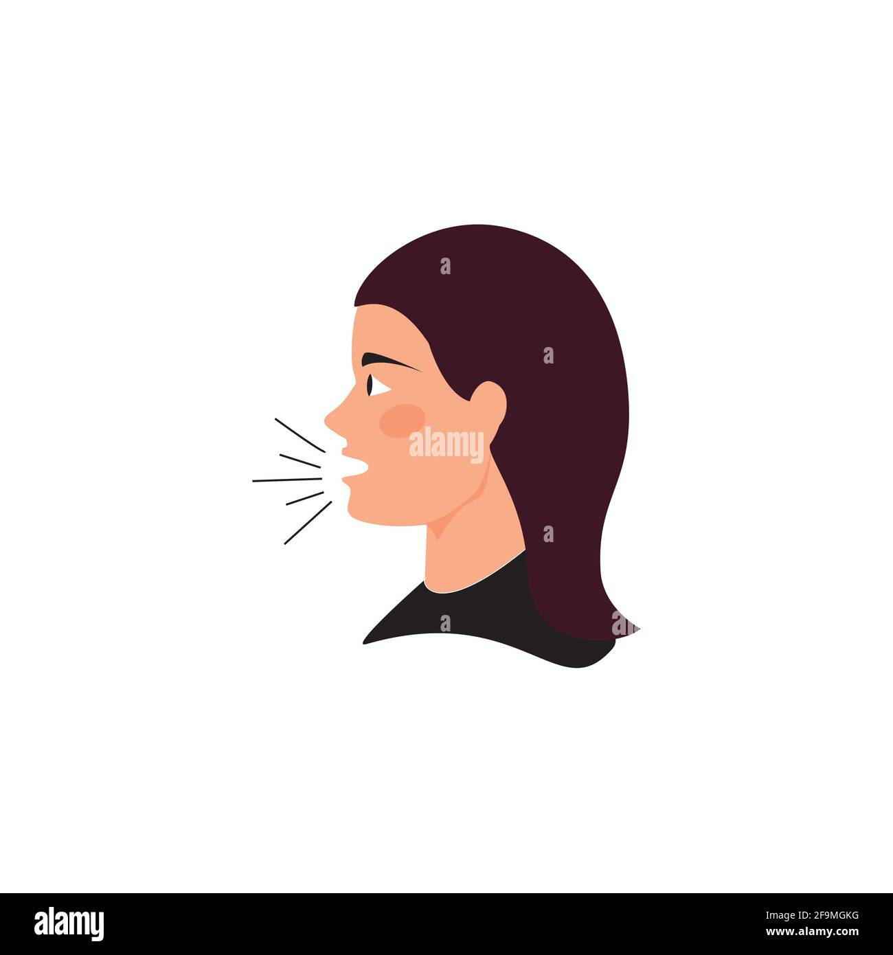 woman's speech on white background. symbol or vector of female head ...