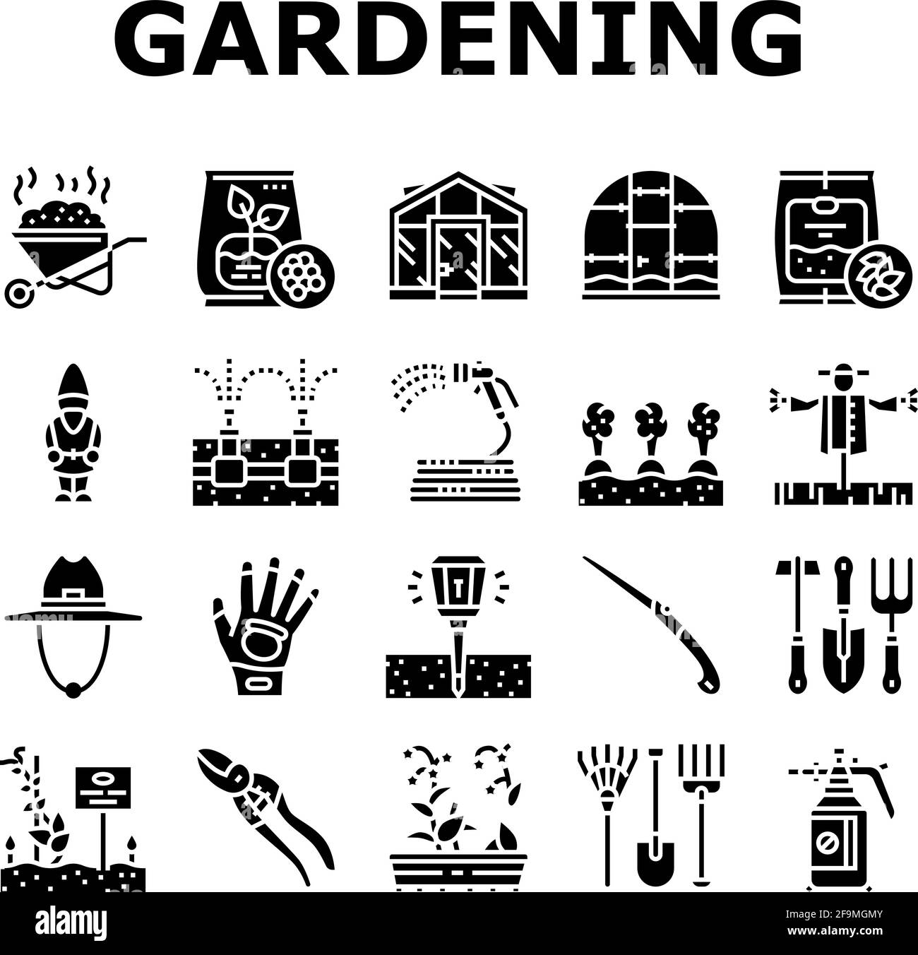 Gardening Equipment Collection Icons Set Vector Stock Vector Image ...
