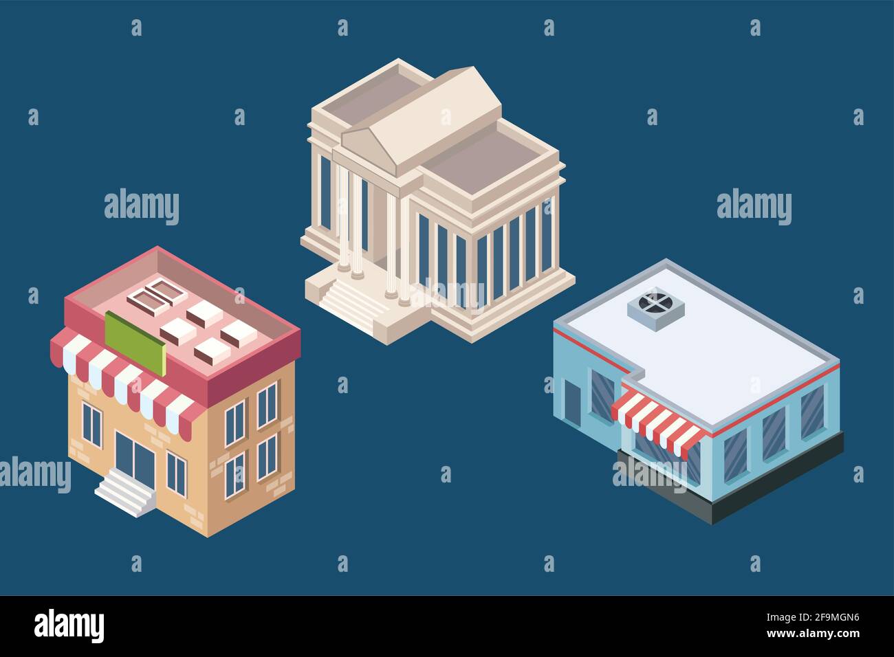 isometric three buildings set icons Stock Vector Image & Art - Alamy