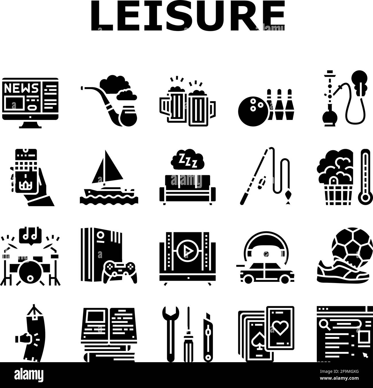 Mens Leisure Time Collection Icons Set Vector Stock Vector Image & Art ...