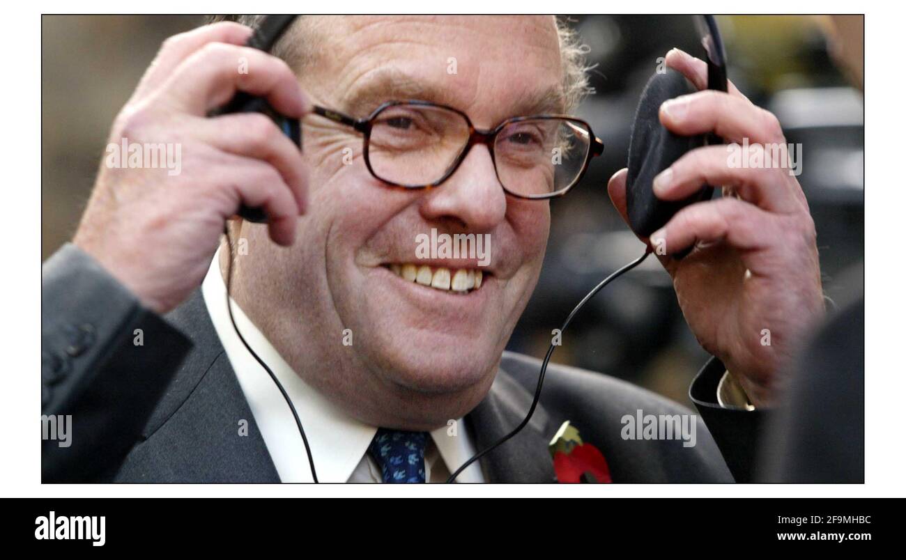 Michael Ancram speaks to the press outside his home in London today ...