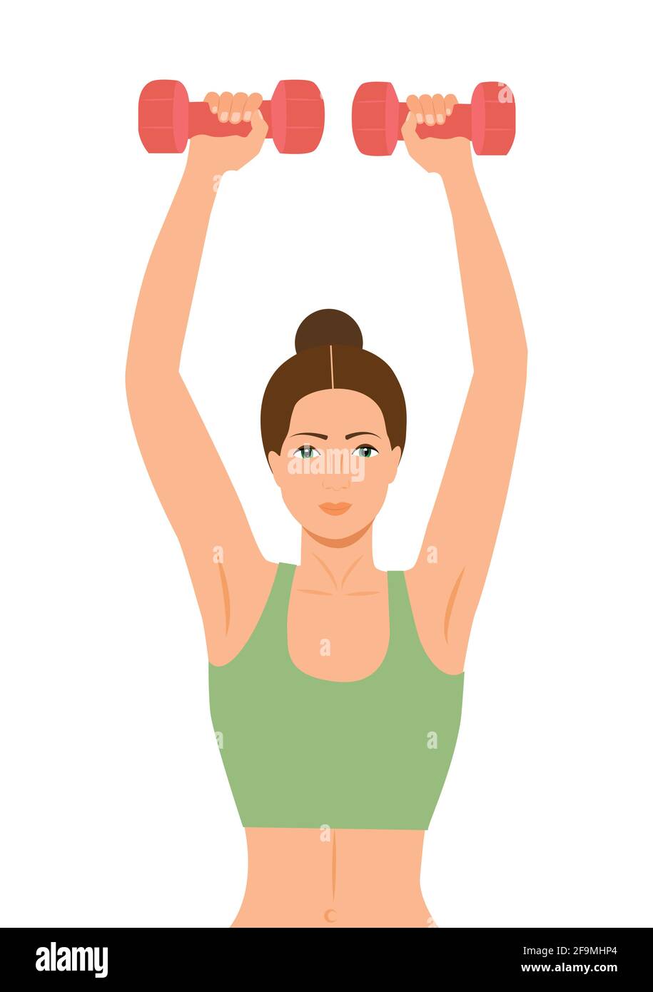 Woman Doing Fitness Exercises Pretty Fitness Girl With Dumbbells