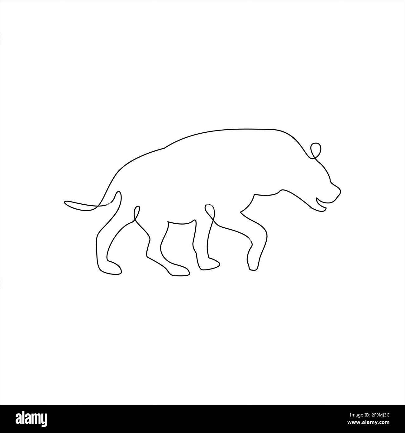 Minimalistic One Line Hyena Icon. Line drawing animal tattoo. Hyena one ...