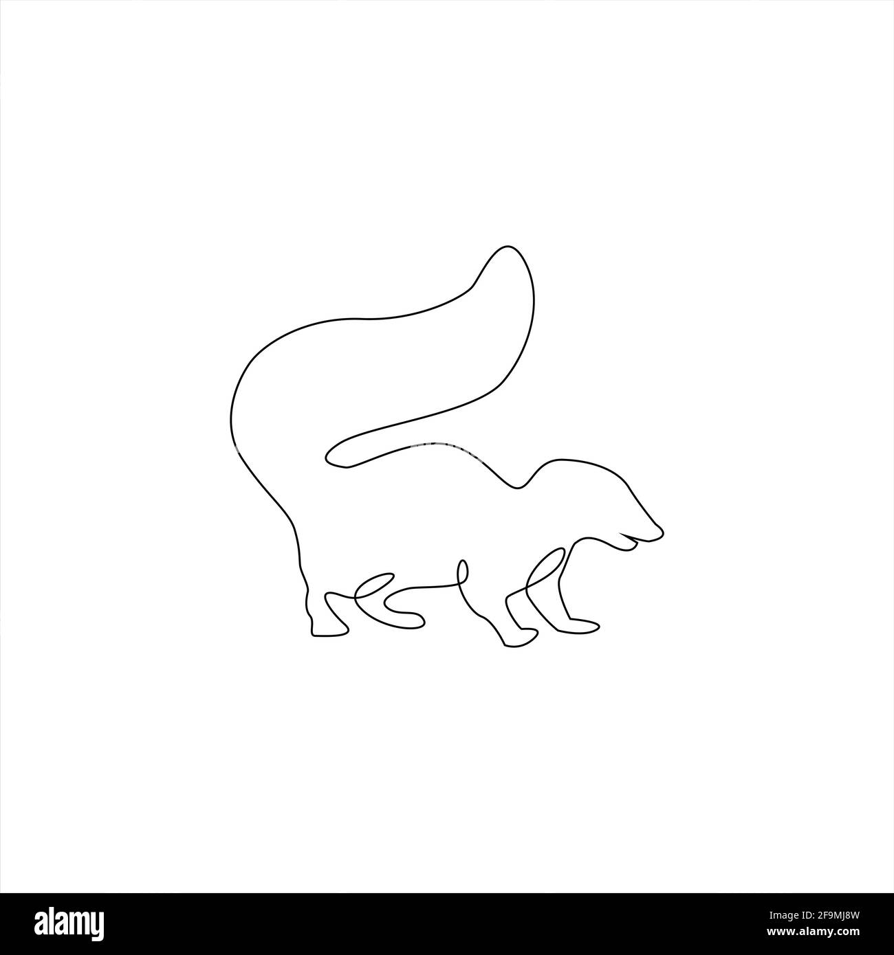 Minimalistic One Line Skunk Icon. Line drawing animals tattoo. Skunk ...