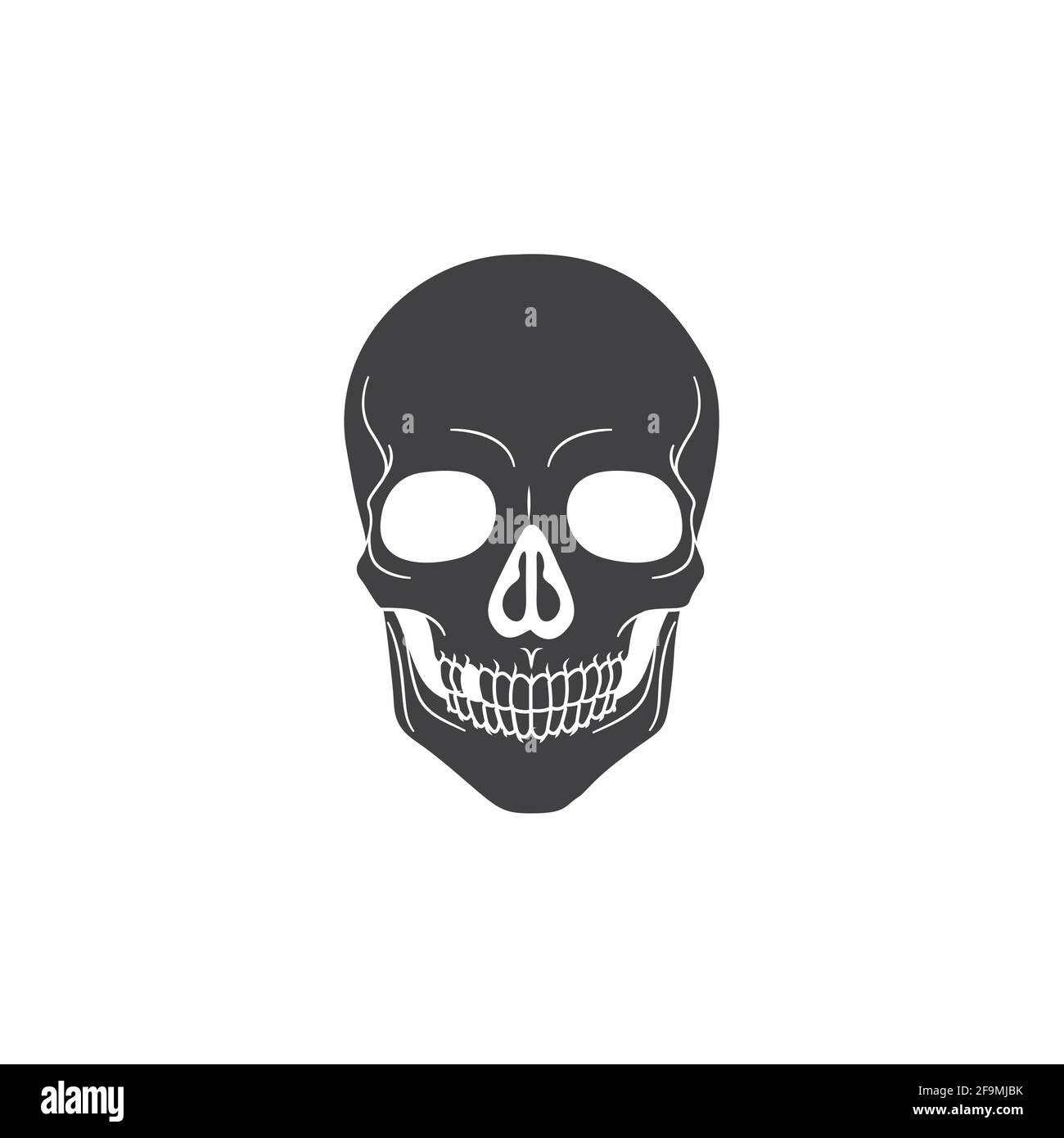 Modern Minimalist Human Skull Icon Vector Illustration. Simple skeleton ...