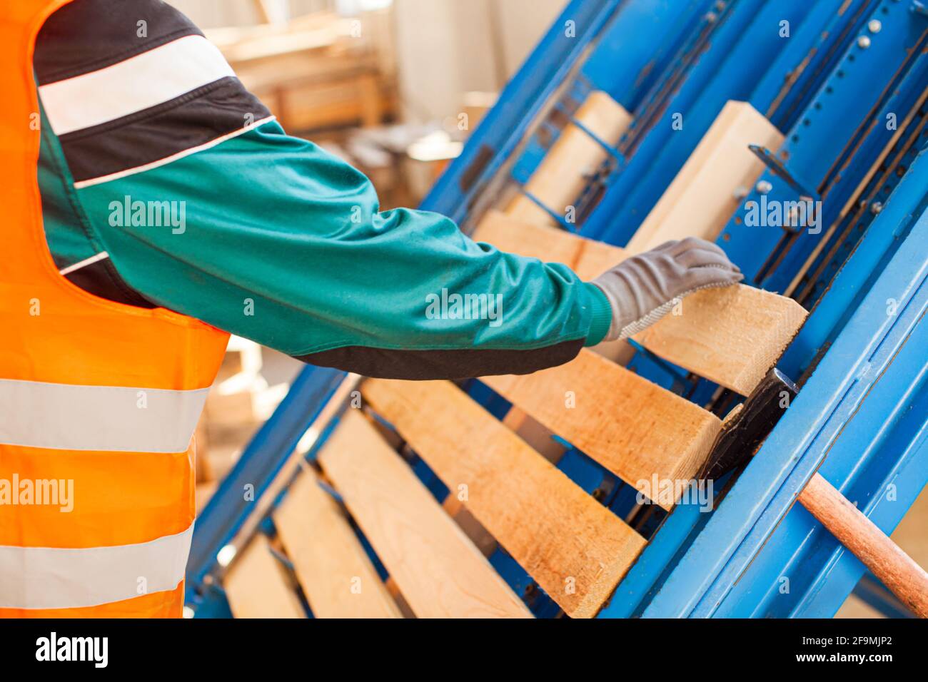 Control switch on toggle as a part of machinery at woodwork factory ...