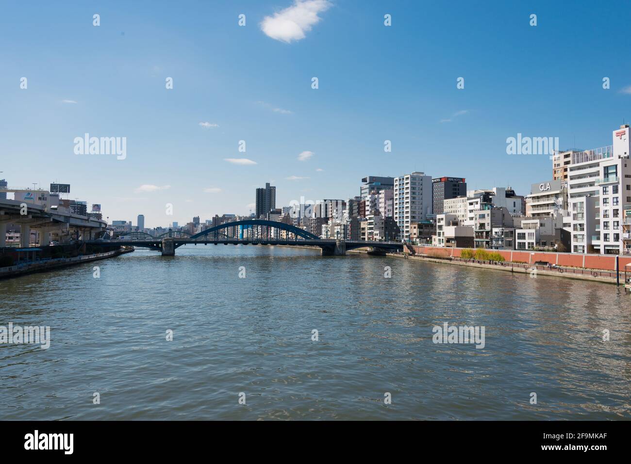 Tokyo, Japan - Sumida River (Sumidagawa) view from Azuma Bridge ...