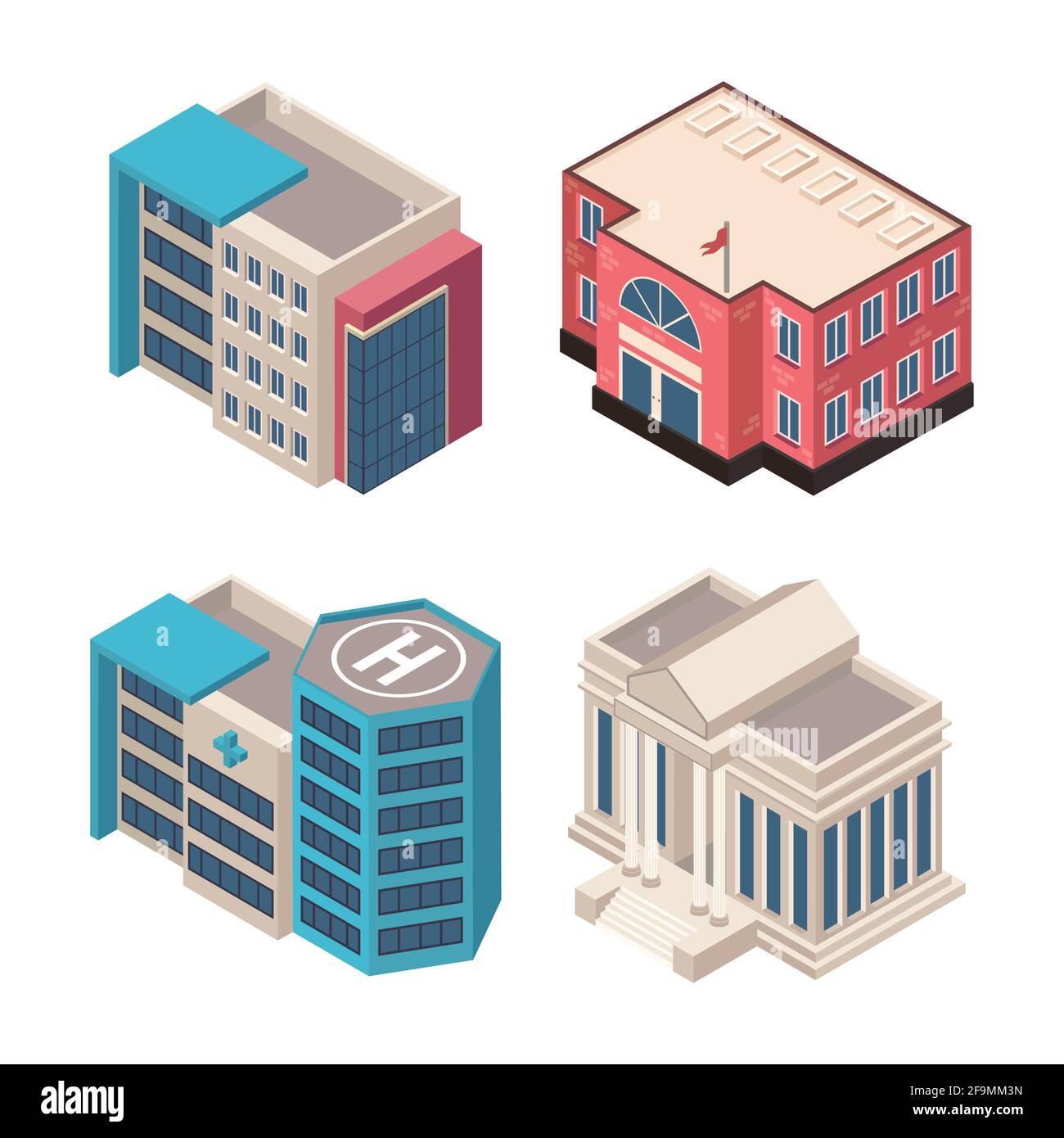 isometric four buildings set icons Stock Vector Image & Art - Alamy
