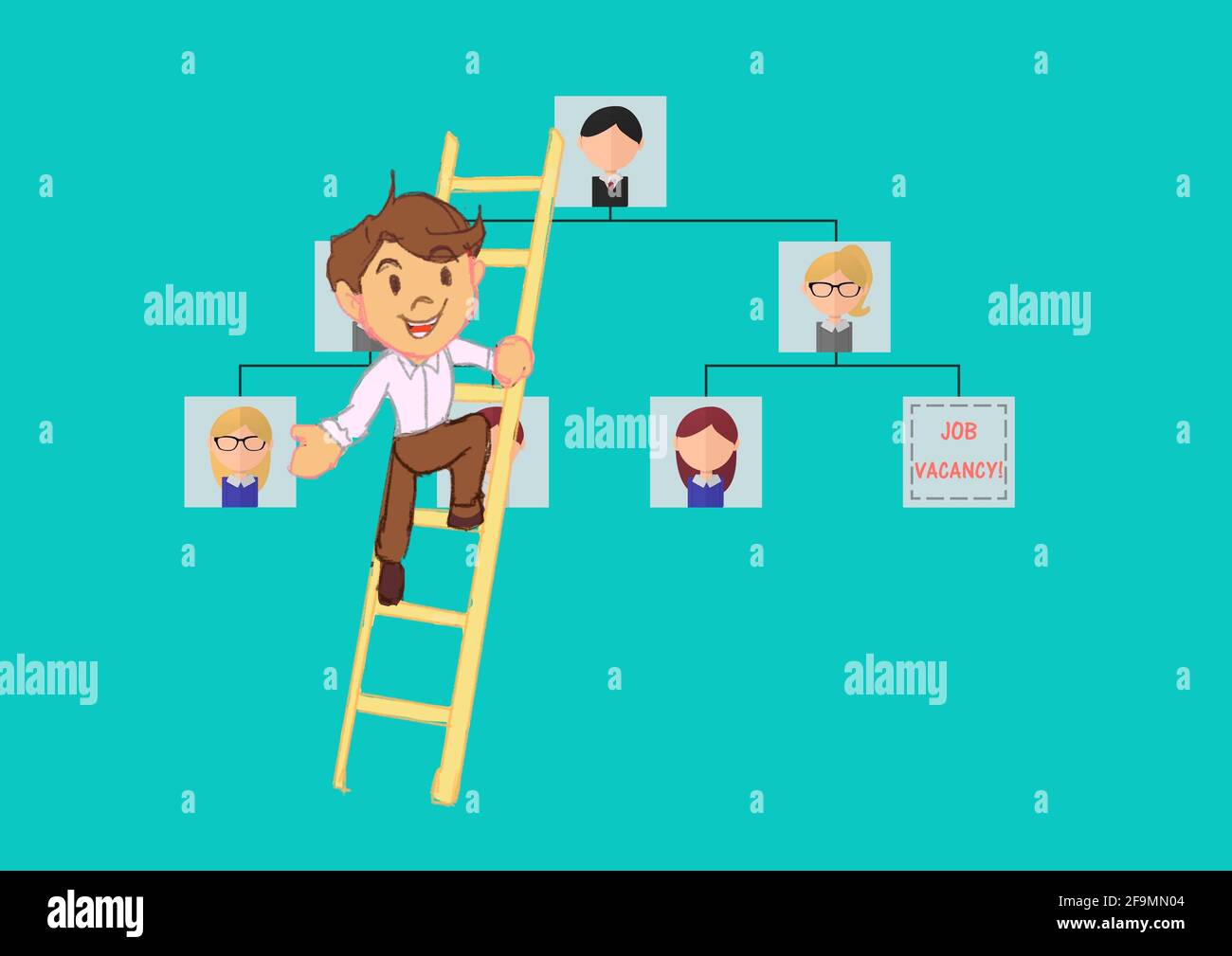 man on a ladder, moving up the organizational hierarchy, ladder to ...