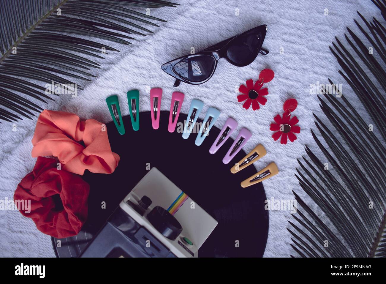 Design and fashion flat lay camera Stock Photo - Alamy