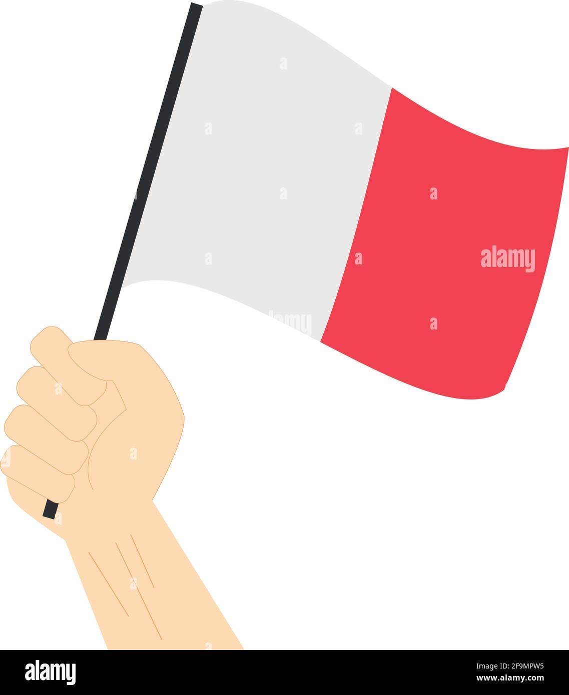 Hand holding and rising the maritime flag to represent the letter H ...