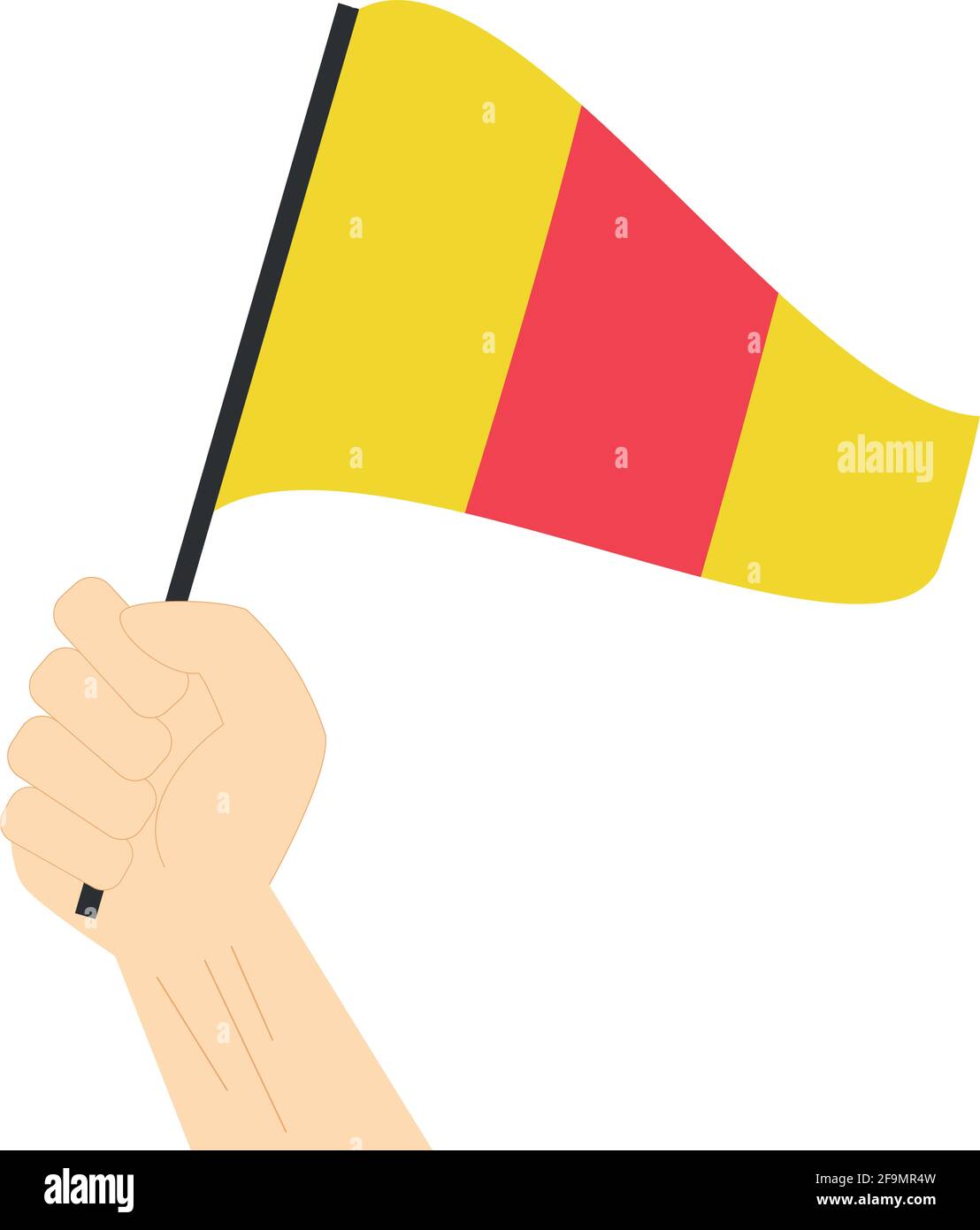Hand holding and rising the maritime flag to represent the number Zero ...