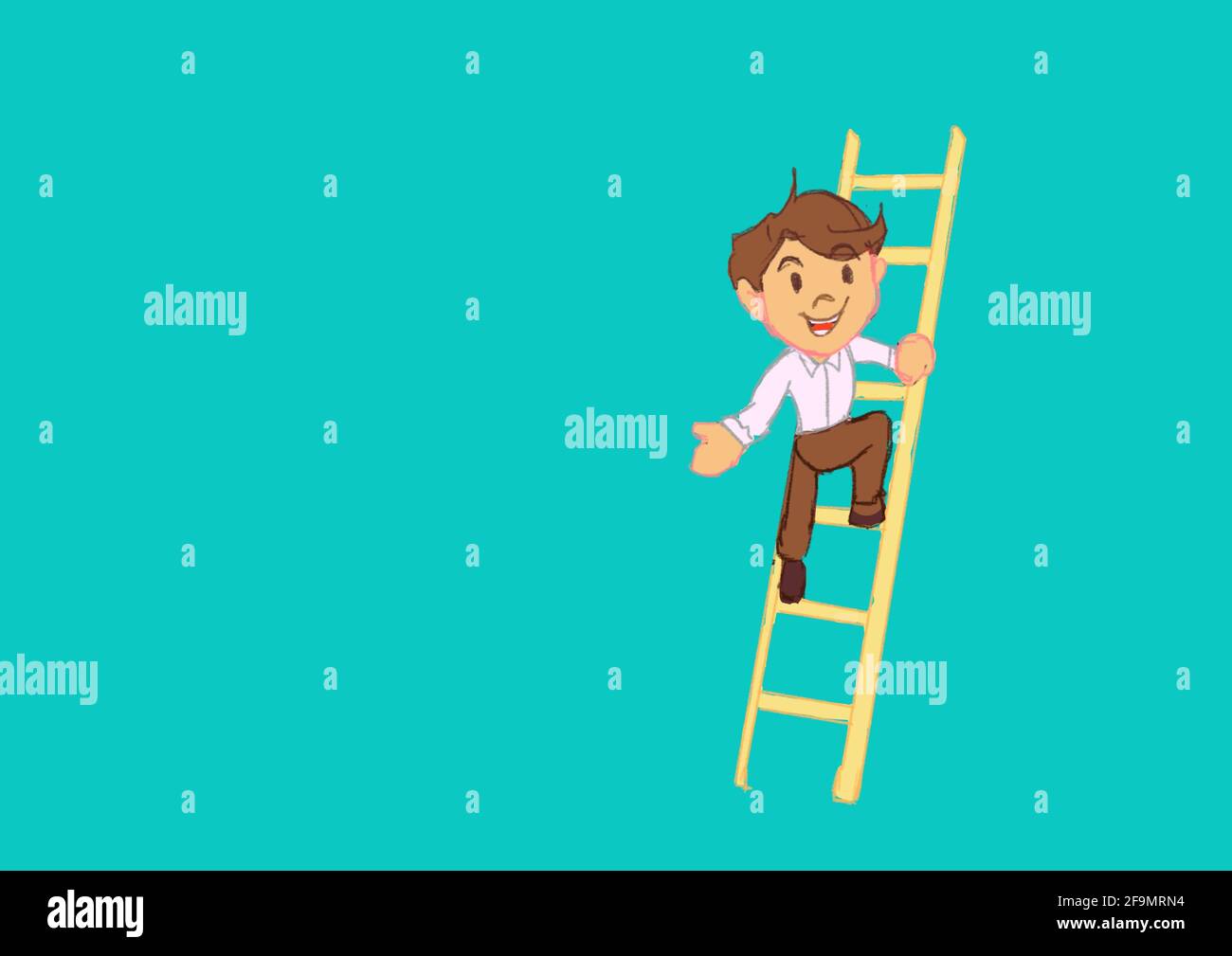 man on a ladder, moving up the organizational hierarchy, ladder to ...
